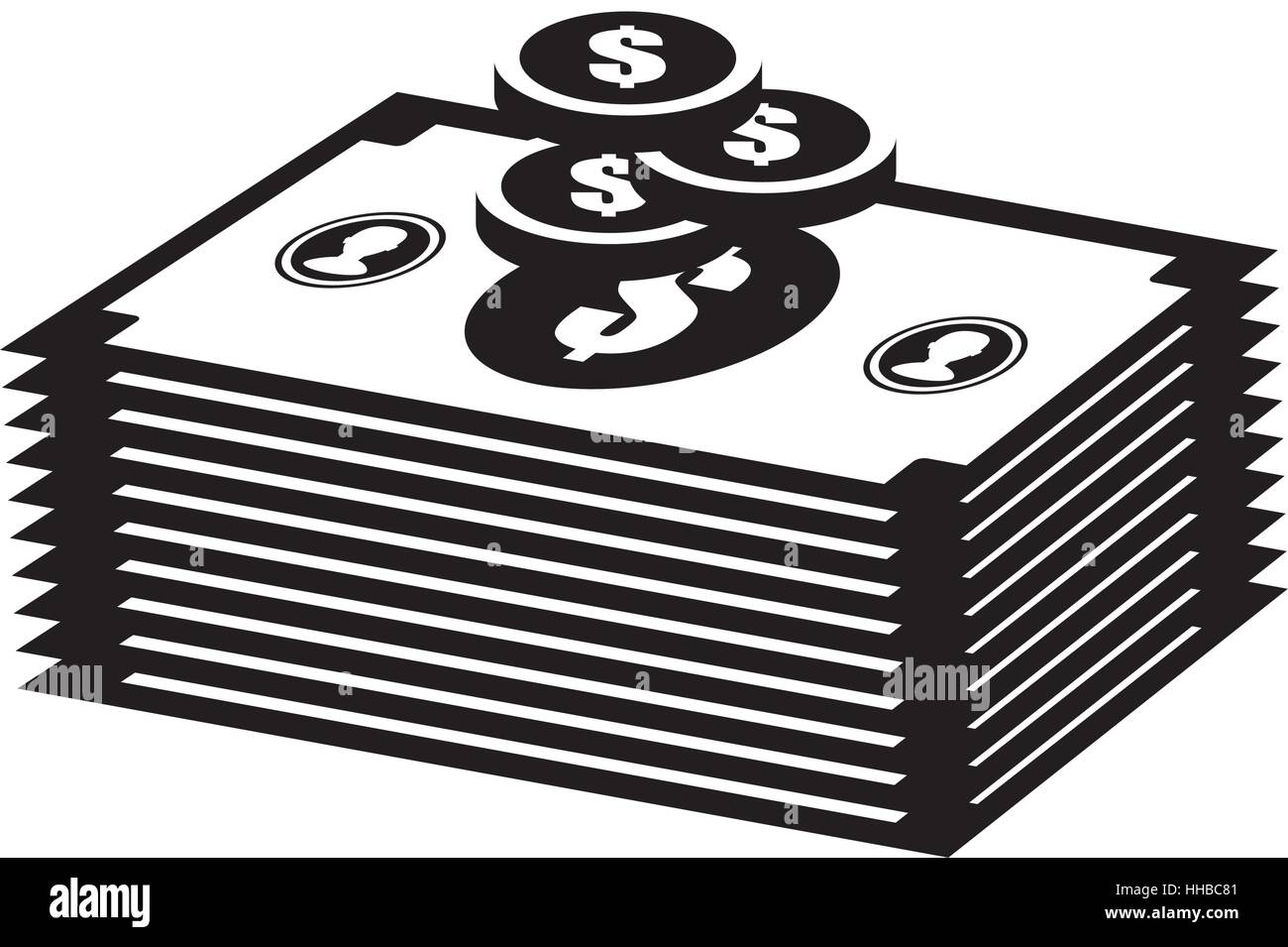 money bills or wad of cash over white background. vector illustration ...