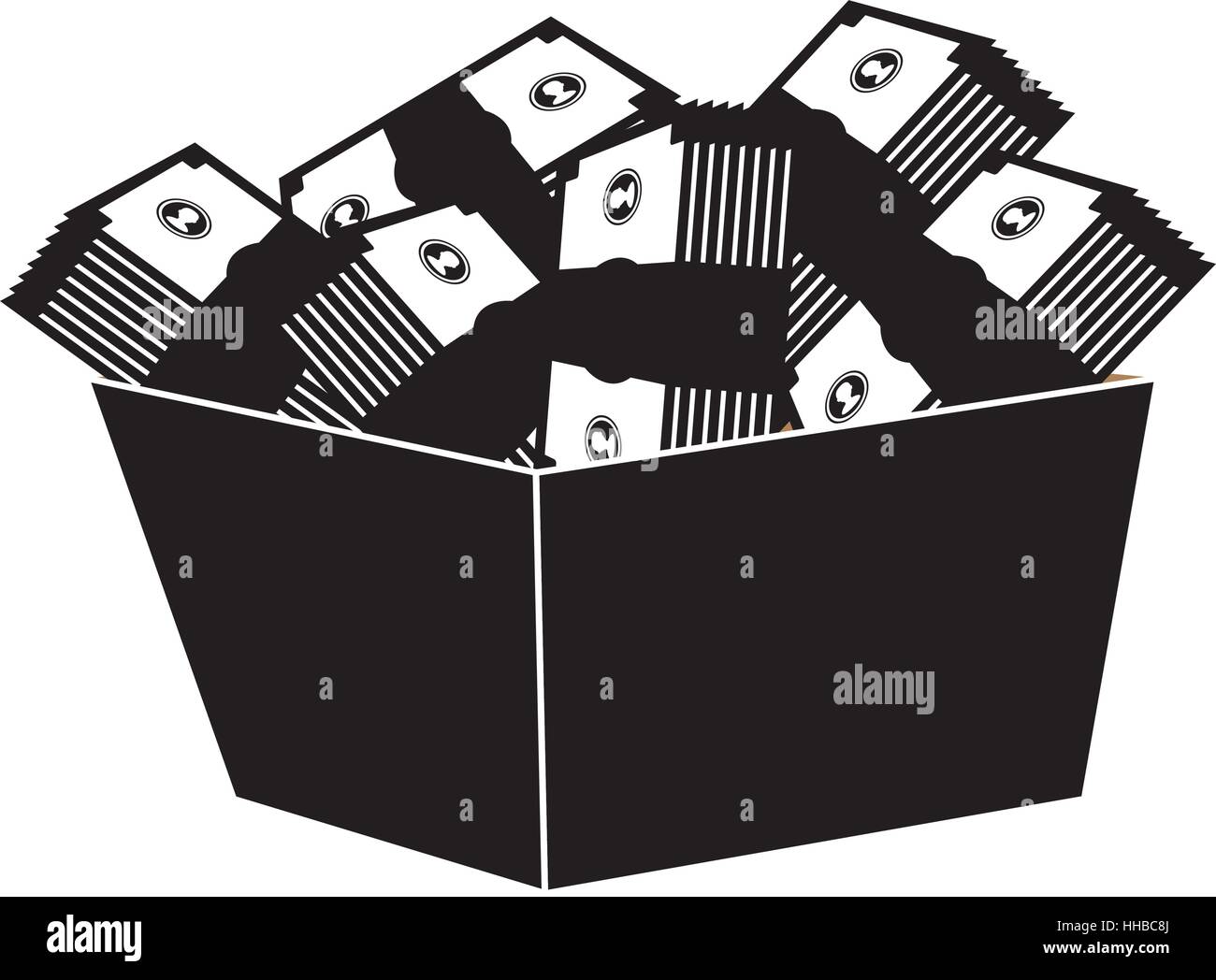 bucket with money bills over white background. vector illustration ...