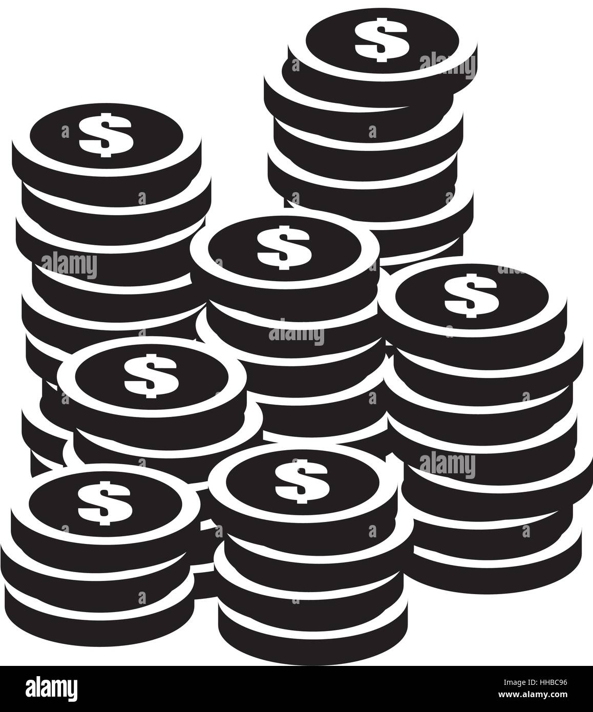 stacks of money coins over white background. vector illustration Stock ...