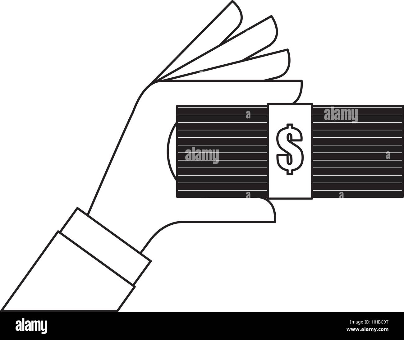 money bills or wad of cash over white background. vector illustration ...