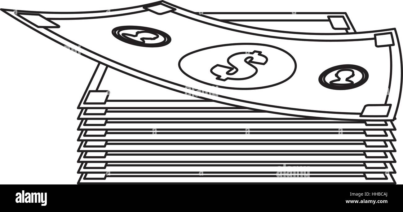 money bills or wad of cash over white background. vector illustration ...