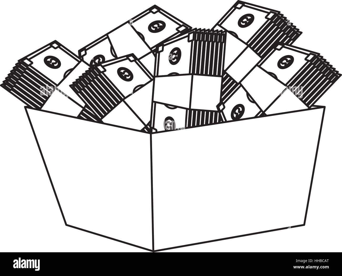 bucket with money bills over white background. vector illustration ...