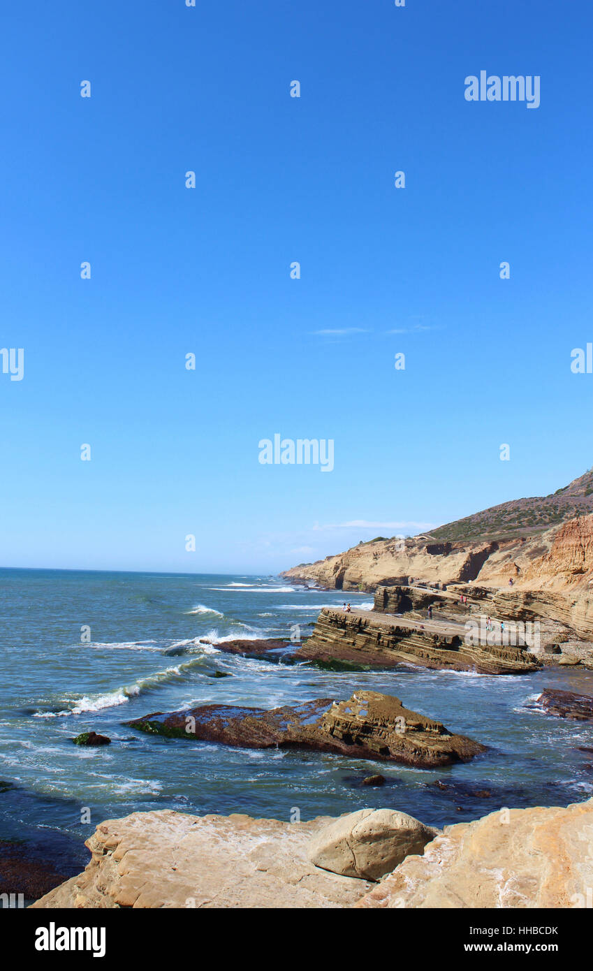 Cliffs and rocky outcroppings on the shoreline at Point Loma tide pools ...