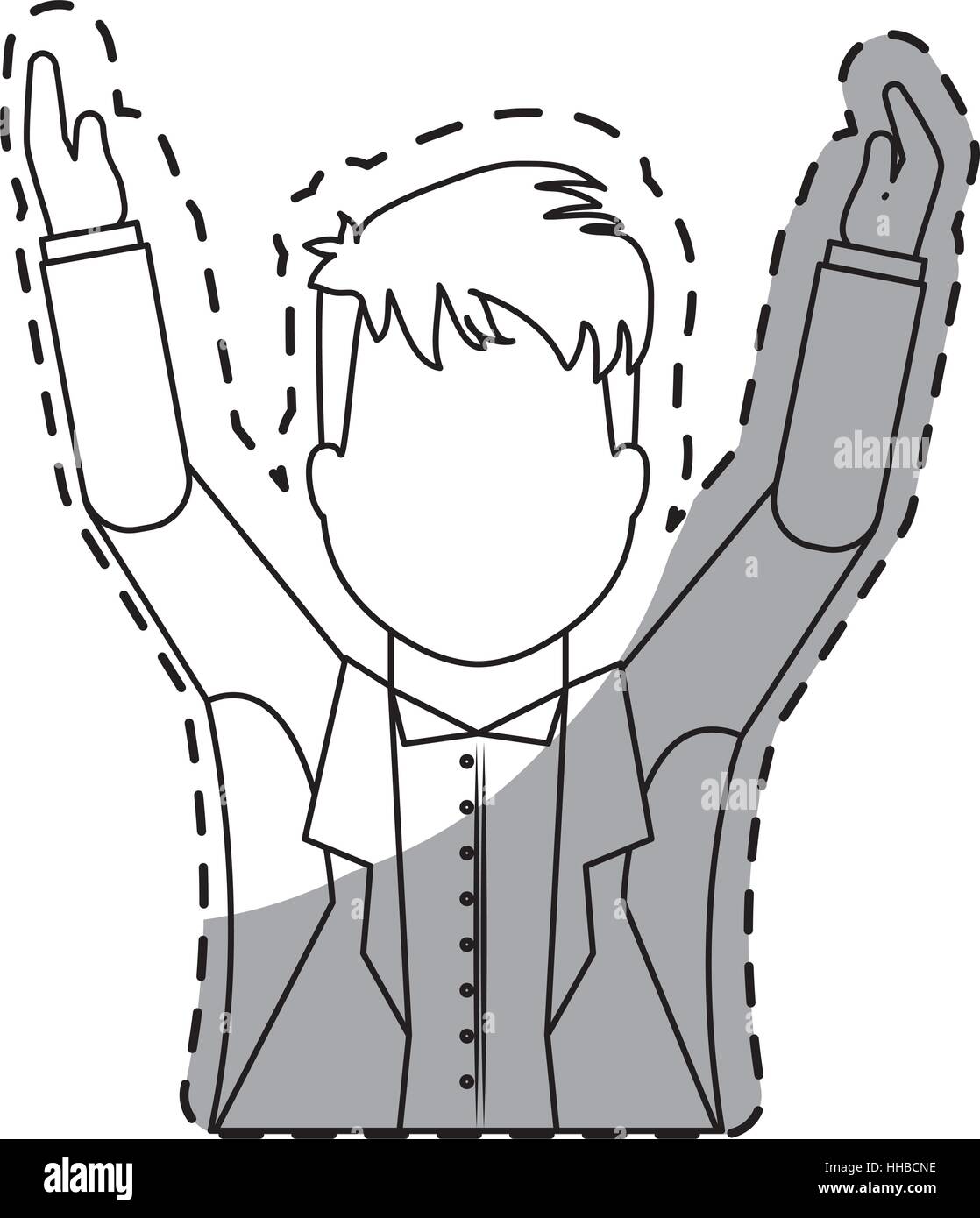 man with hands up over white background. vector illustration Stock ...