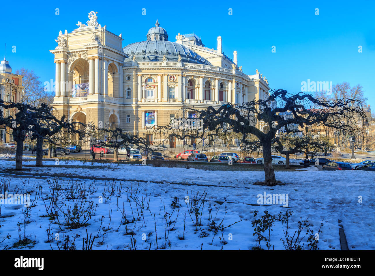 Famous Odessa opera house with snow in winter Stock Photo - Alamy