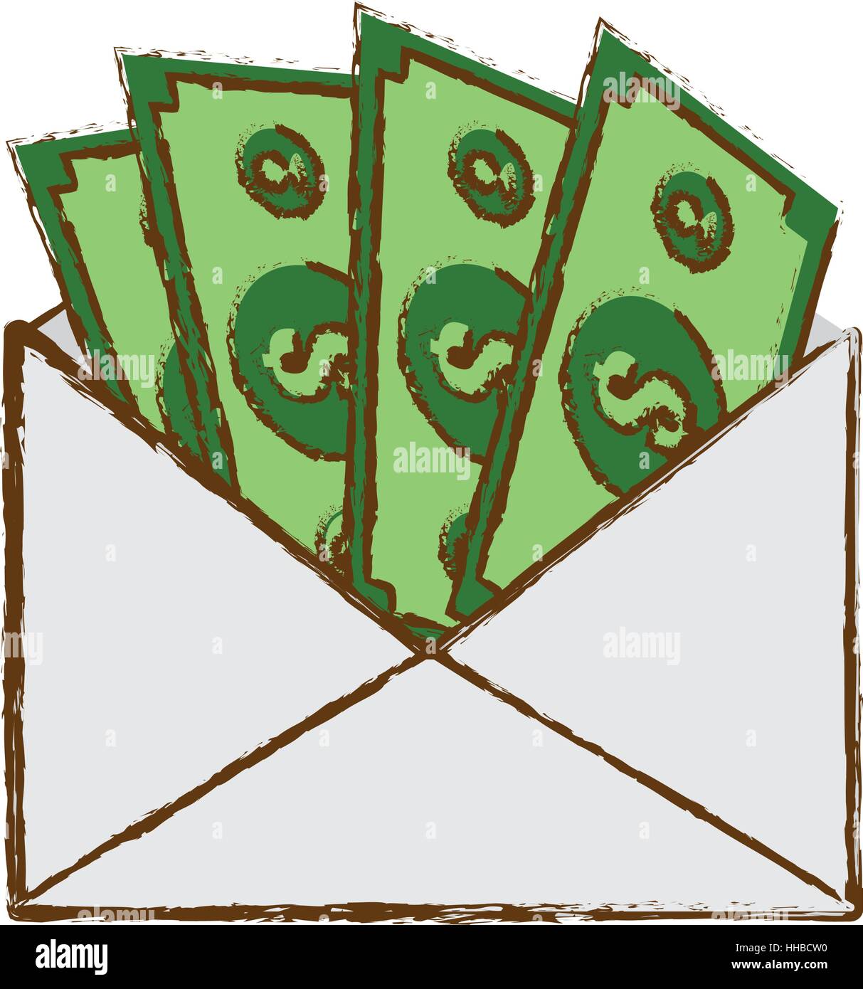 envelope with money bill icon over white background. vector ...