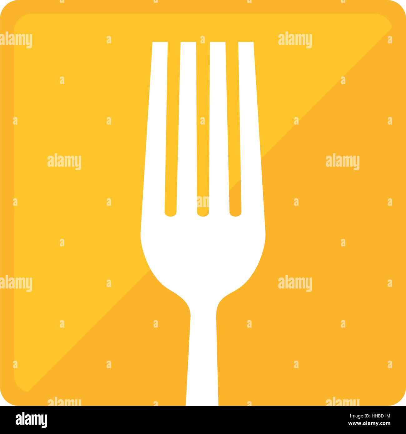 silhouette of fork over yellow square and white background. colorful ...