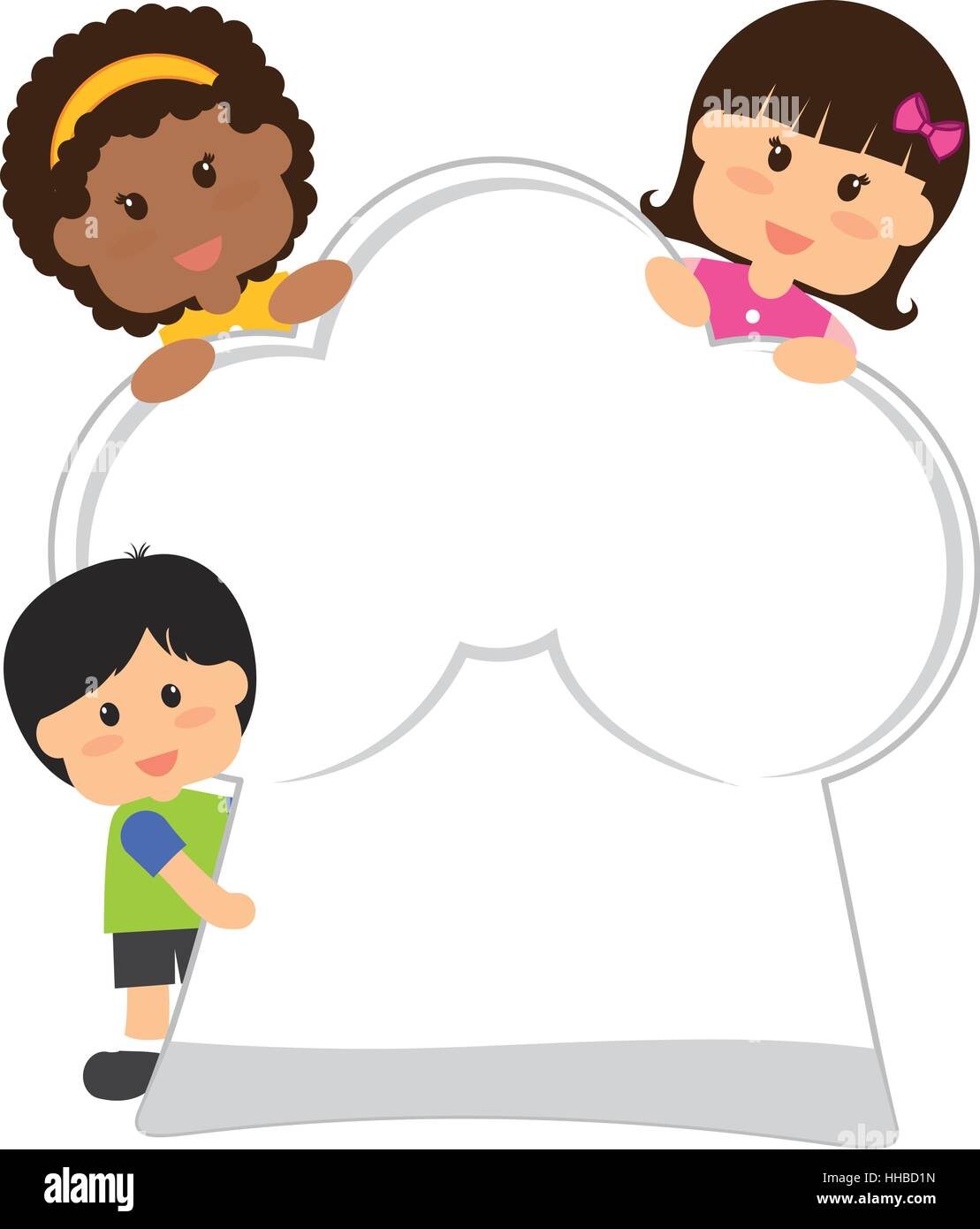 cute kids and chef hat icon over white background. colorful design ...