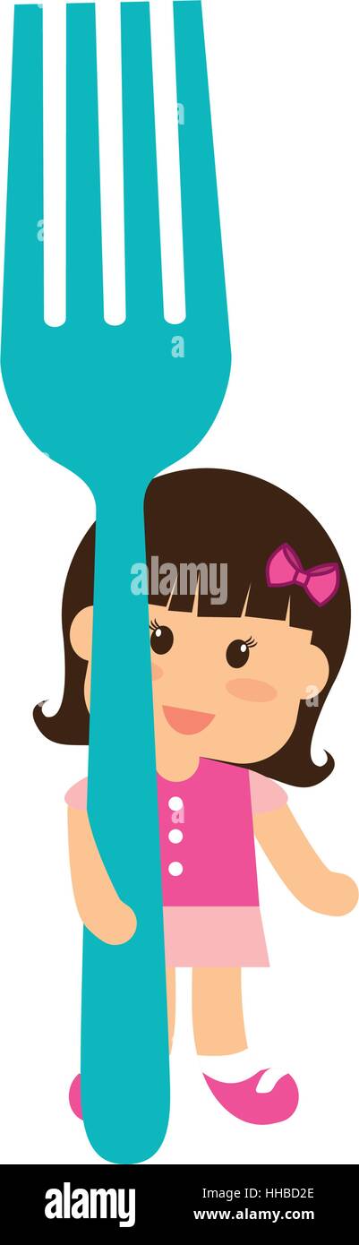 Child holding a knife and fork Stock Vector Images - Alamy
