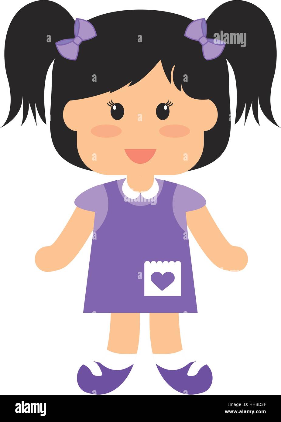 cute girl icon over white background. colorful design. vector ...