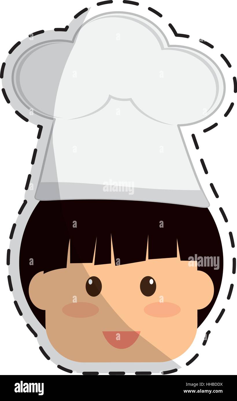 boy child wearing chef hat icon image sticker vector illustration ...
