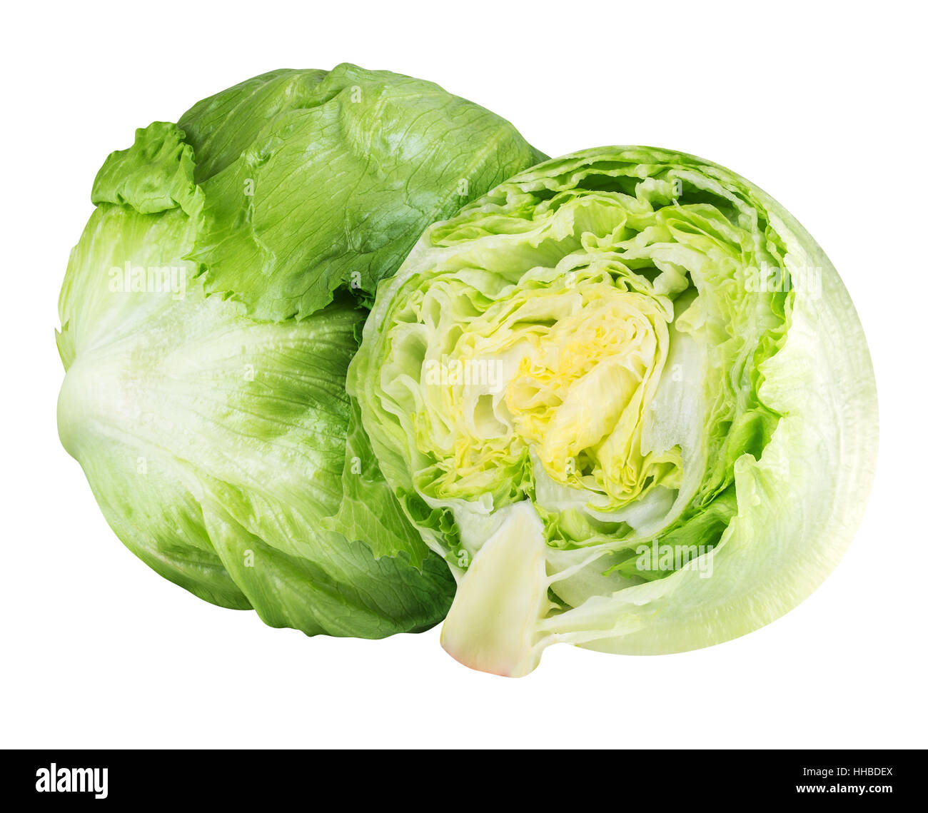 iceberg lettuce cabbage isolated on white background with clipping pat ...