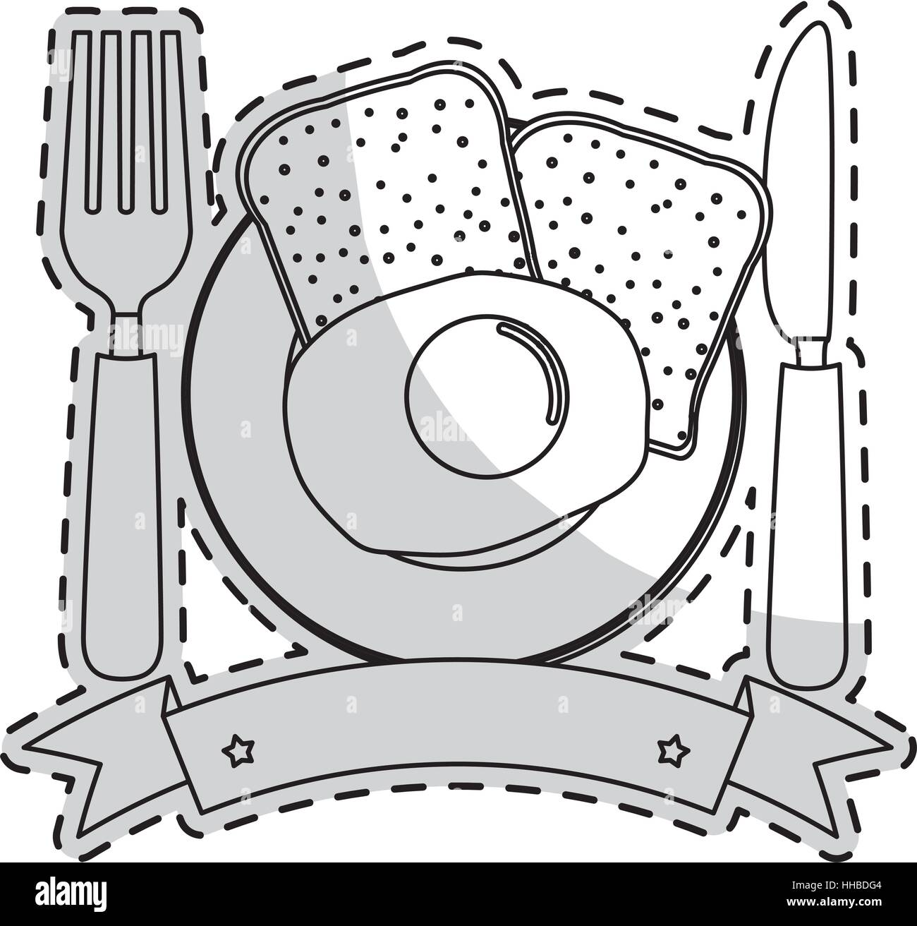 fried egg and loaf over white background. breakfast food concept ...