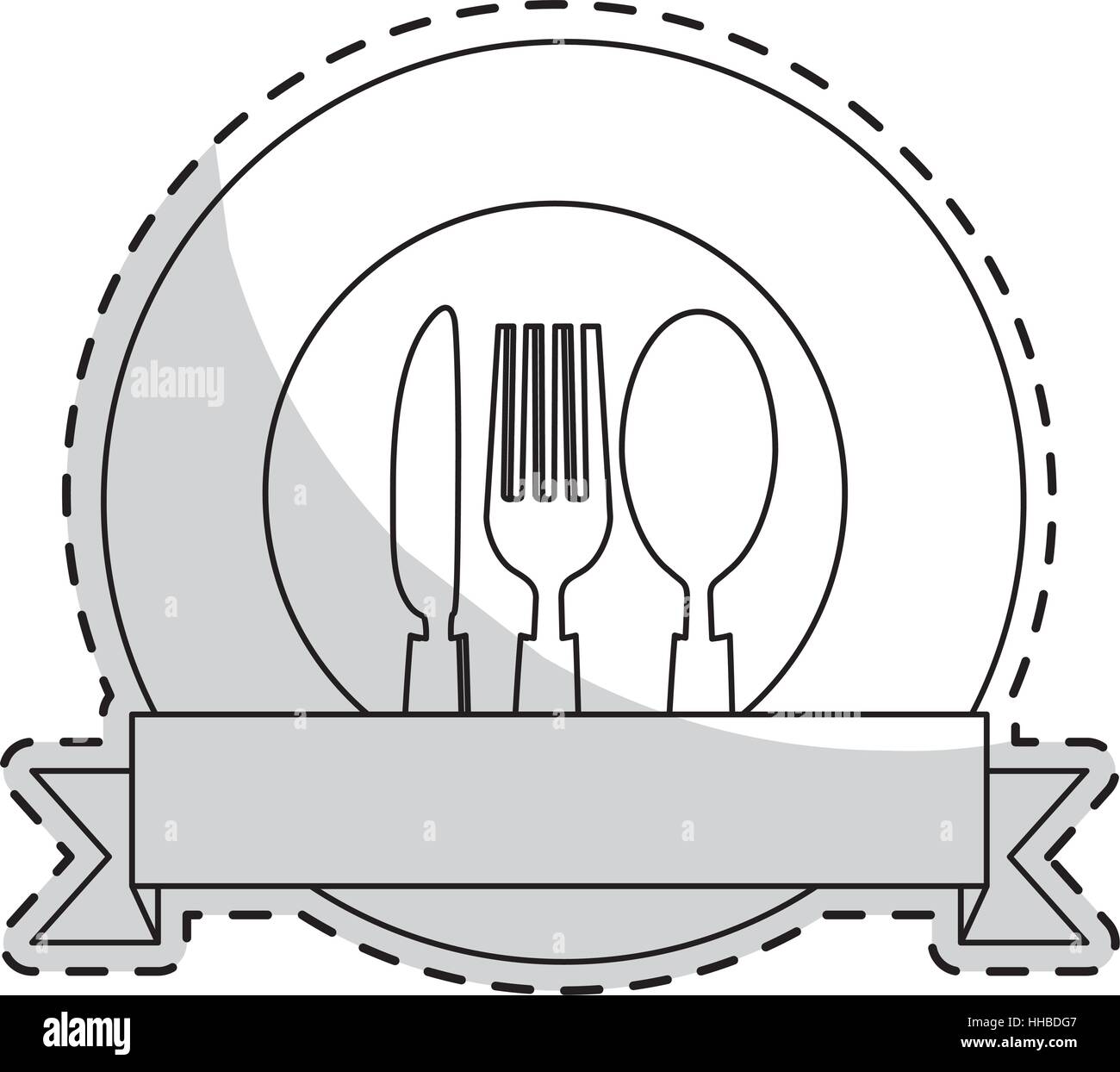 emblem with silverware over white background. vector illustration Stock ...