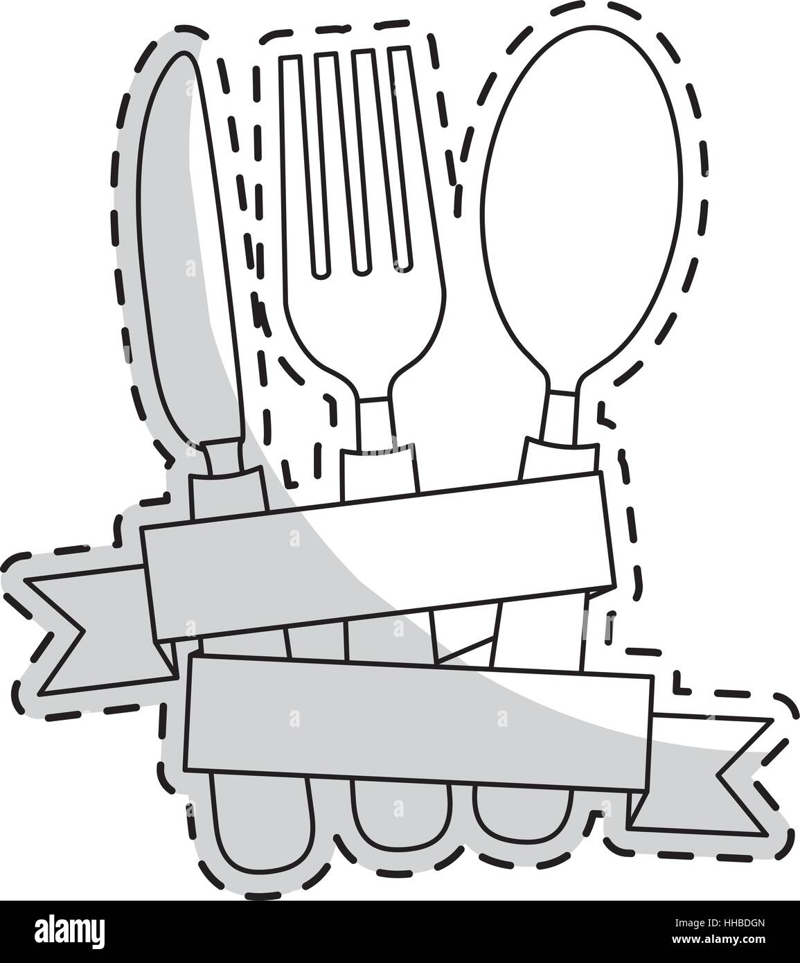 emblem with silverware over white background. vector illustration Stock ...