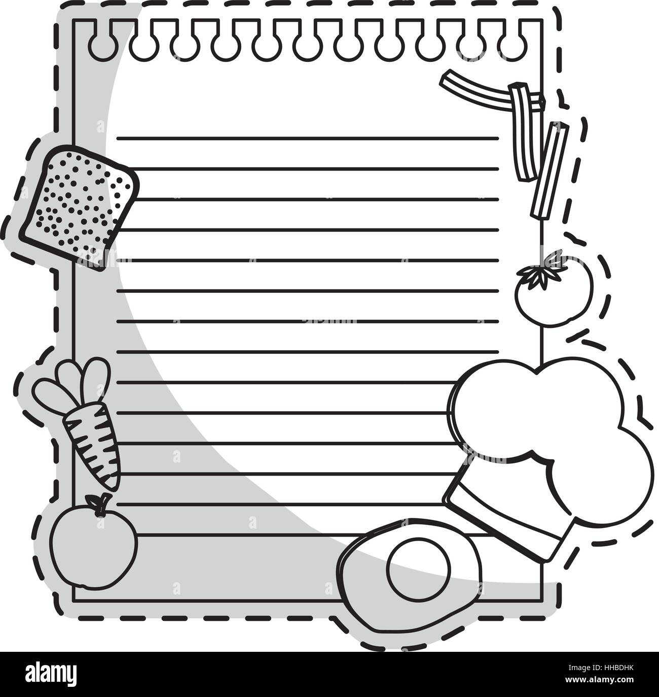 note page with food around over white background. vector illustration ...