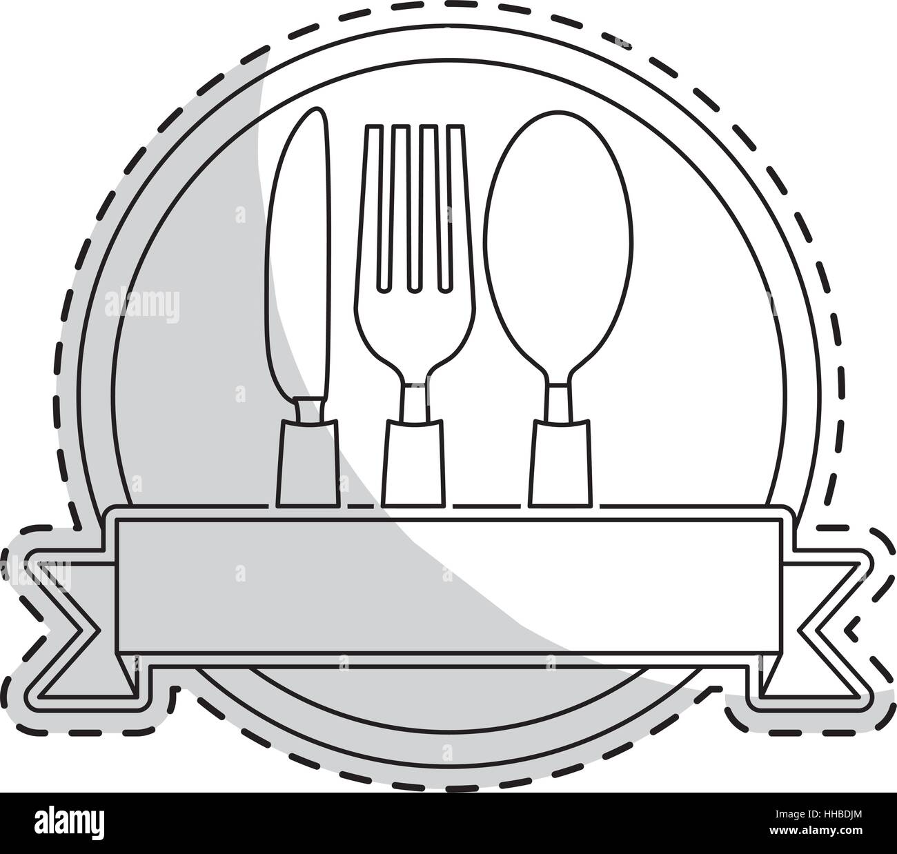 emblem with silverware over white background. vector illustration Stock ...