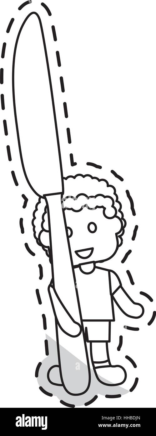 cartoon boy with knife over white background. vector illustration Stock ...