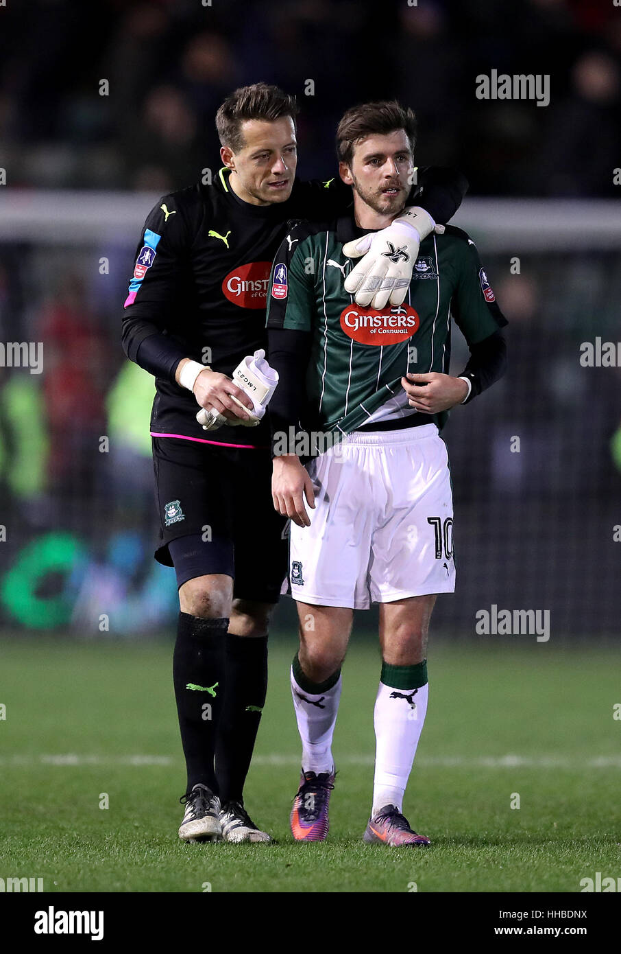 Plymouth Argyle's Luke McCormick (left) and Graham Carey (right) appear ...