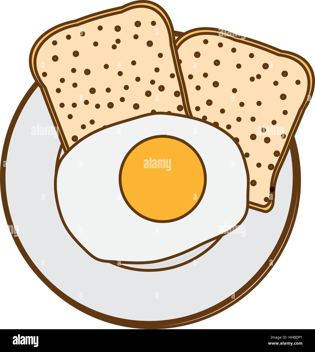 fried egg and loaf over white background. breakfast food concept ...