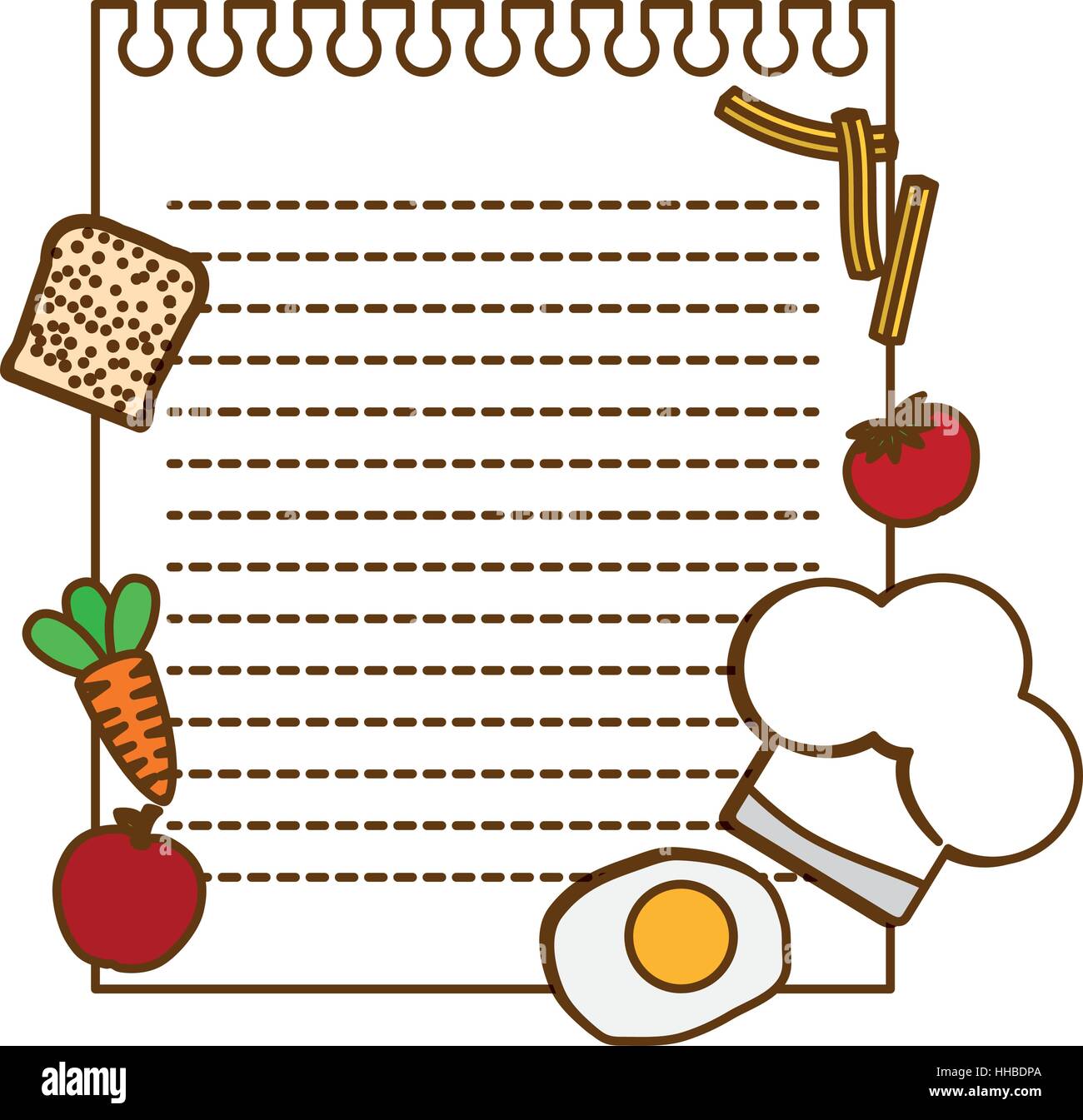 note page with food around over white background. vector illustration ...