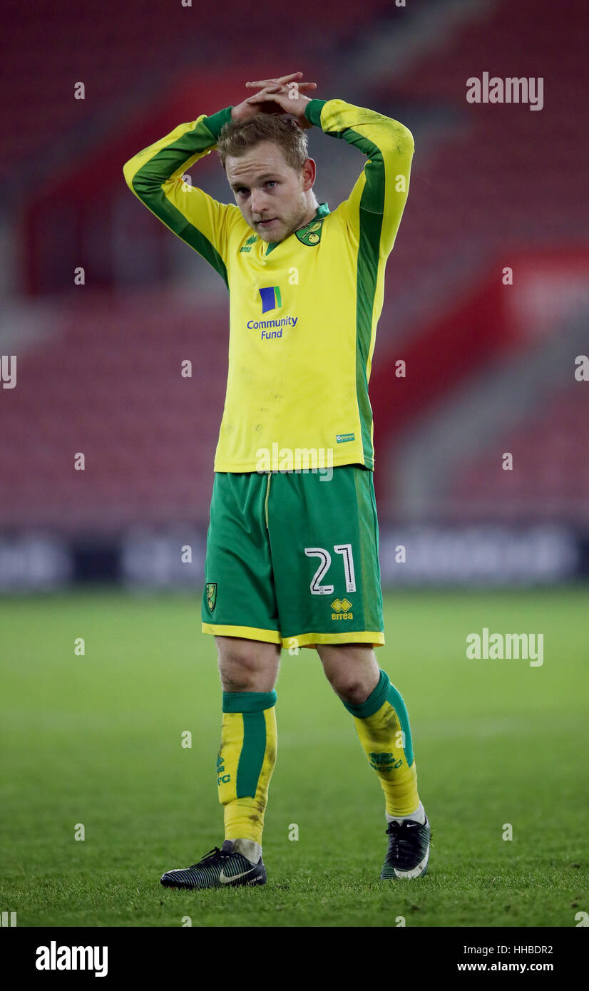 Norwich City's Alex Pritchard stands dejected during the Emirates FA ...