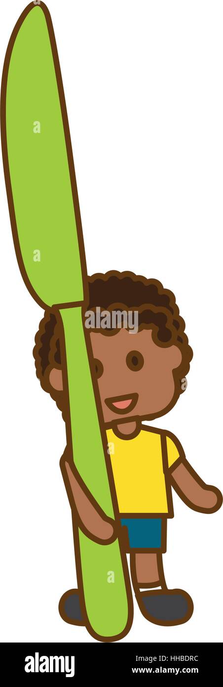 cartoon boy with knife over white colorful design. background. vector ...