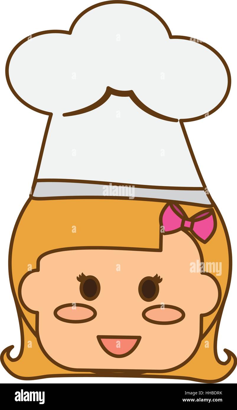 cute girl wearing chef hat over white background. colorful design ...