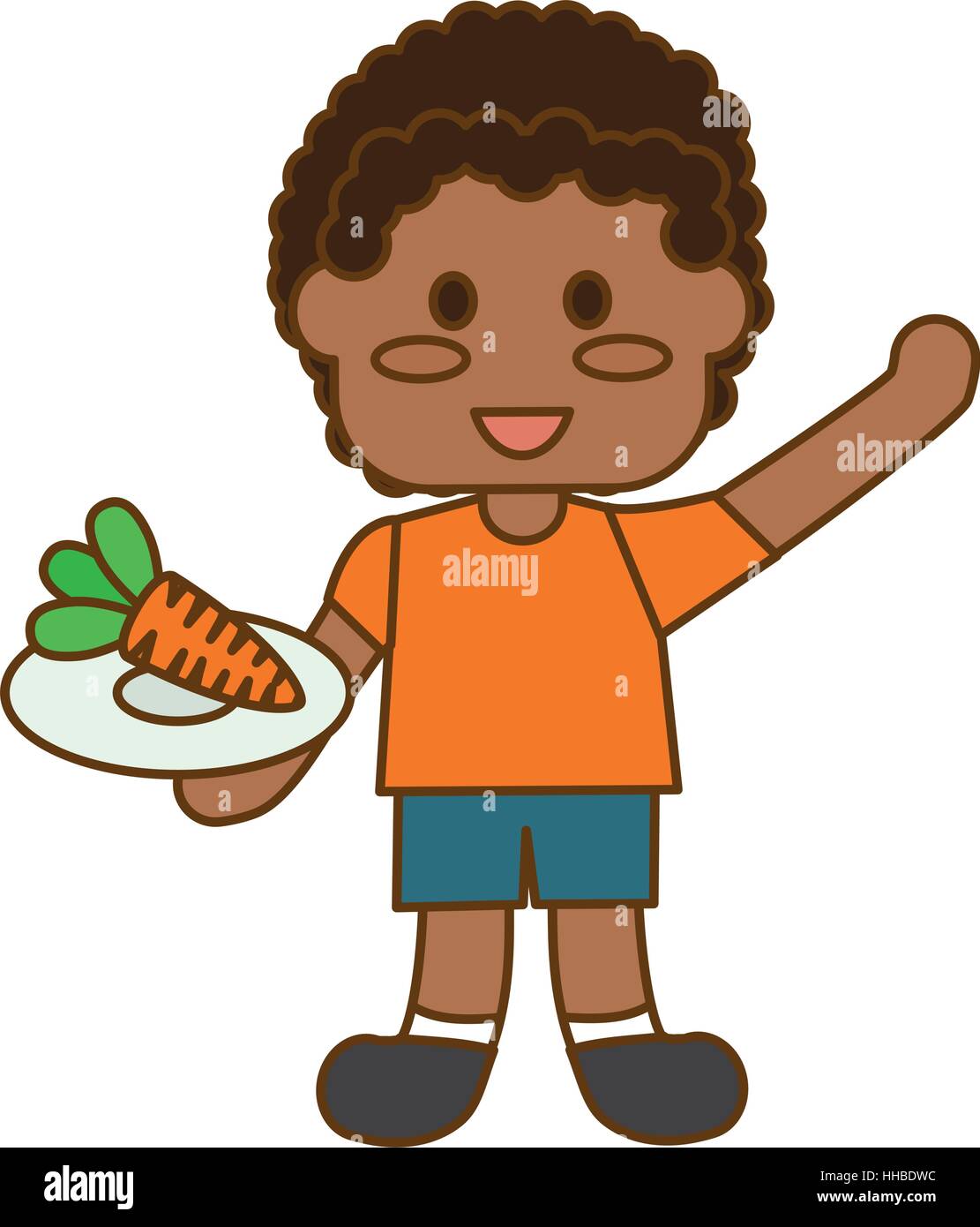 happy child with healthy eating related icons image Stock Vector Image ...