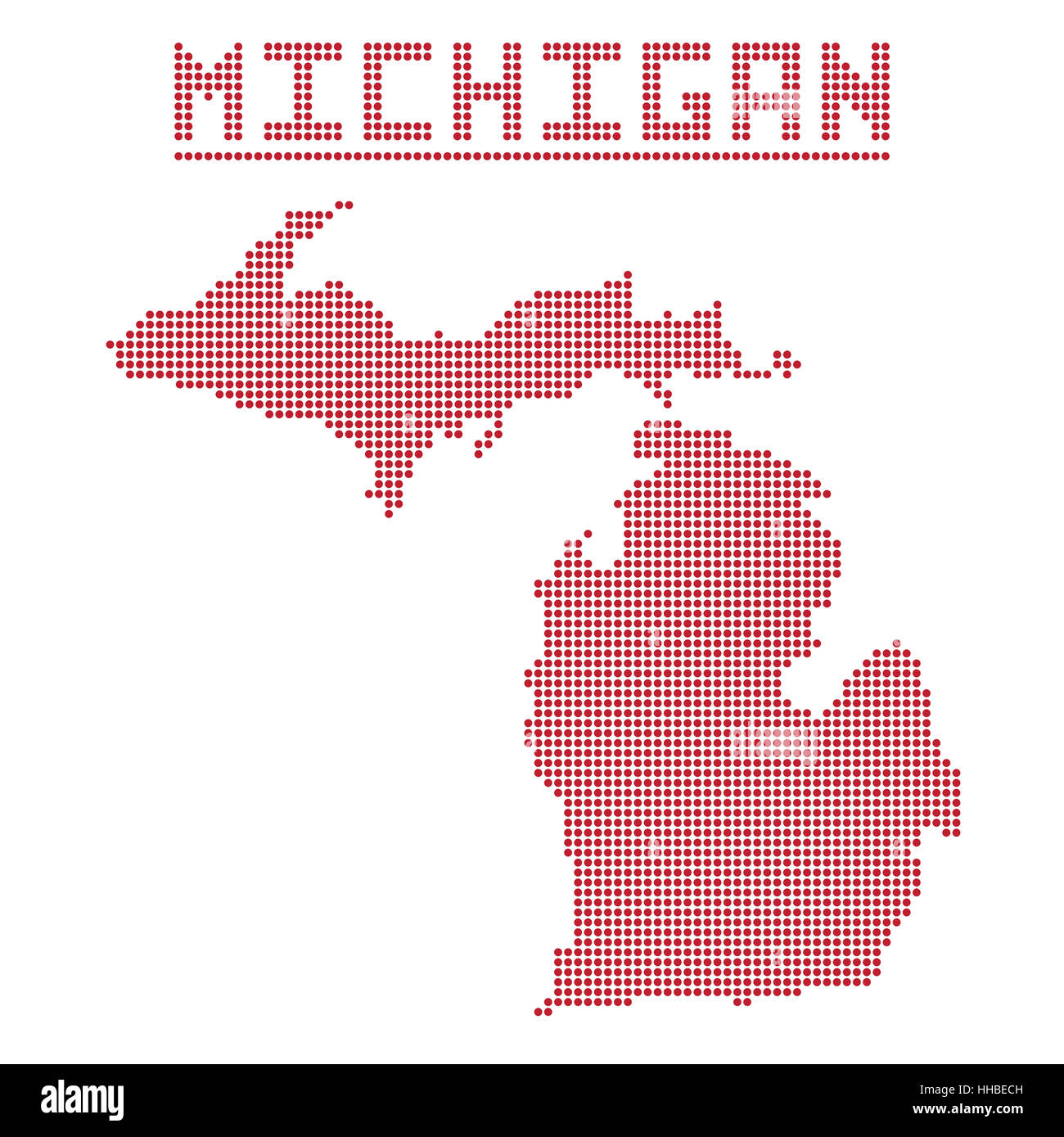 A dot map of Michigan state isolated on a white background Stock Photo ...