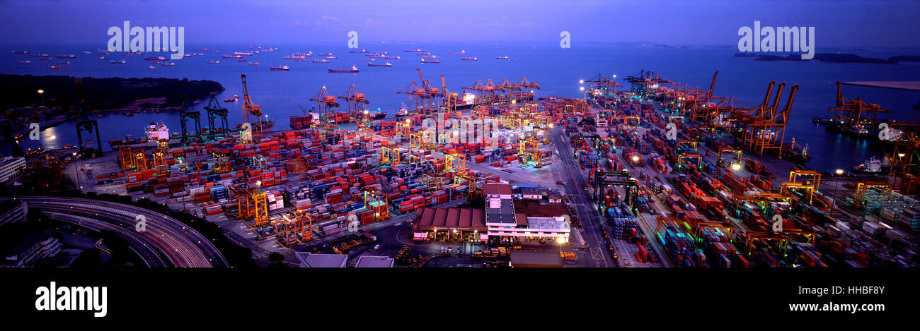 Singapore, aerial view of port Stock Photo - Alamy