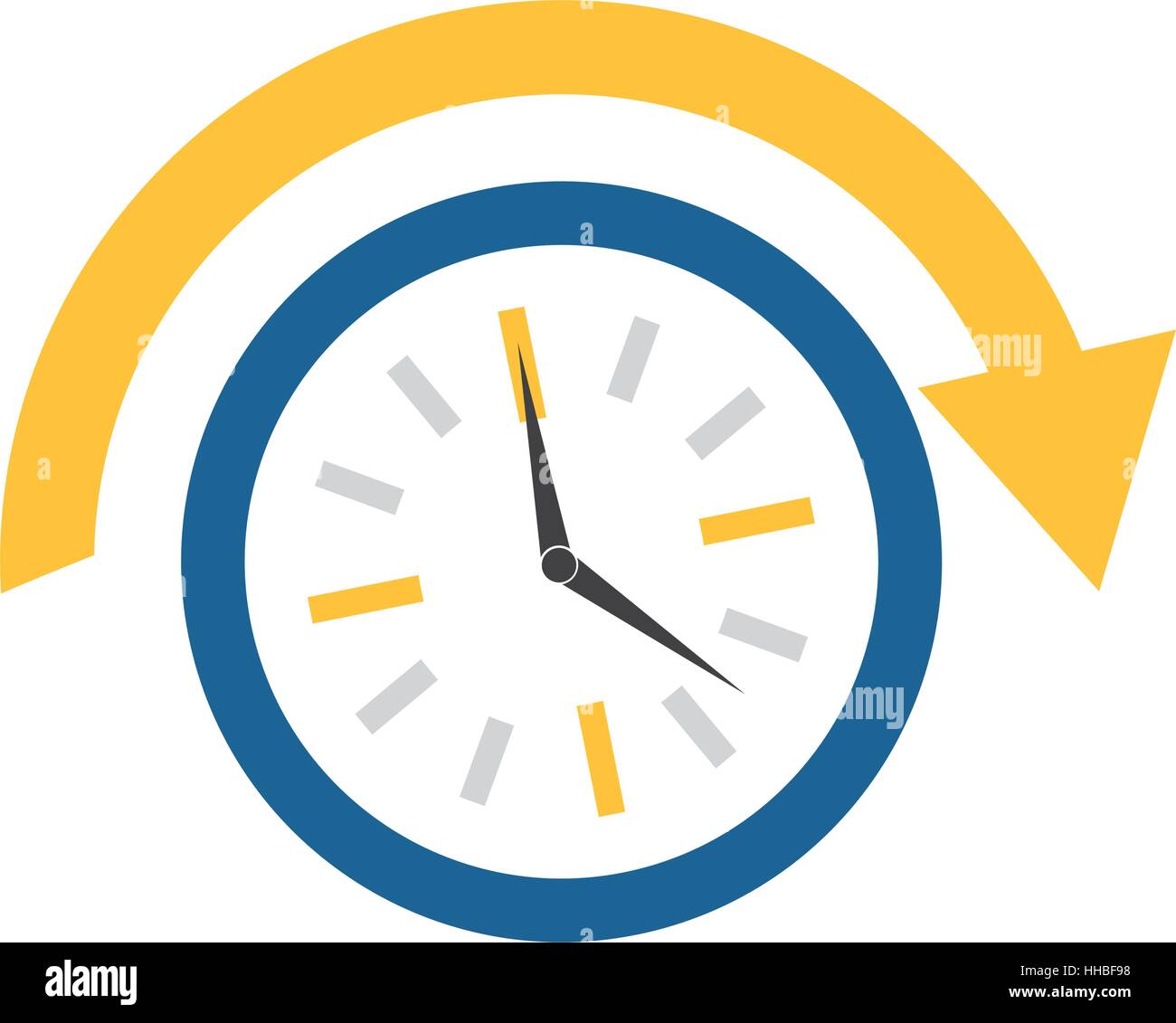 clock with yellow arrow over white background. colorful design. vector ...