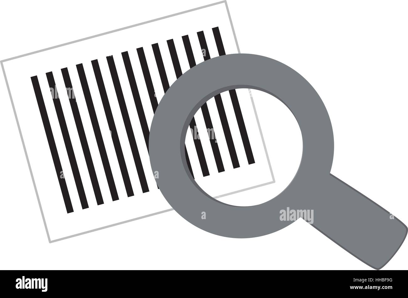 bars code and magnifying glass over white background. vector ...