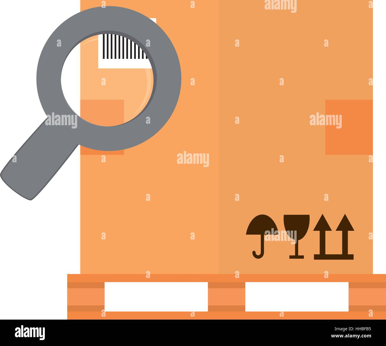 carton box with magnifying glass over white background. colorful design ...