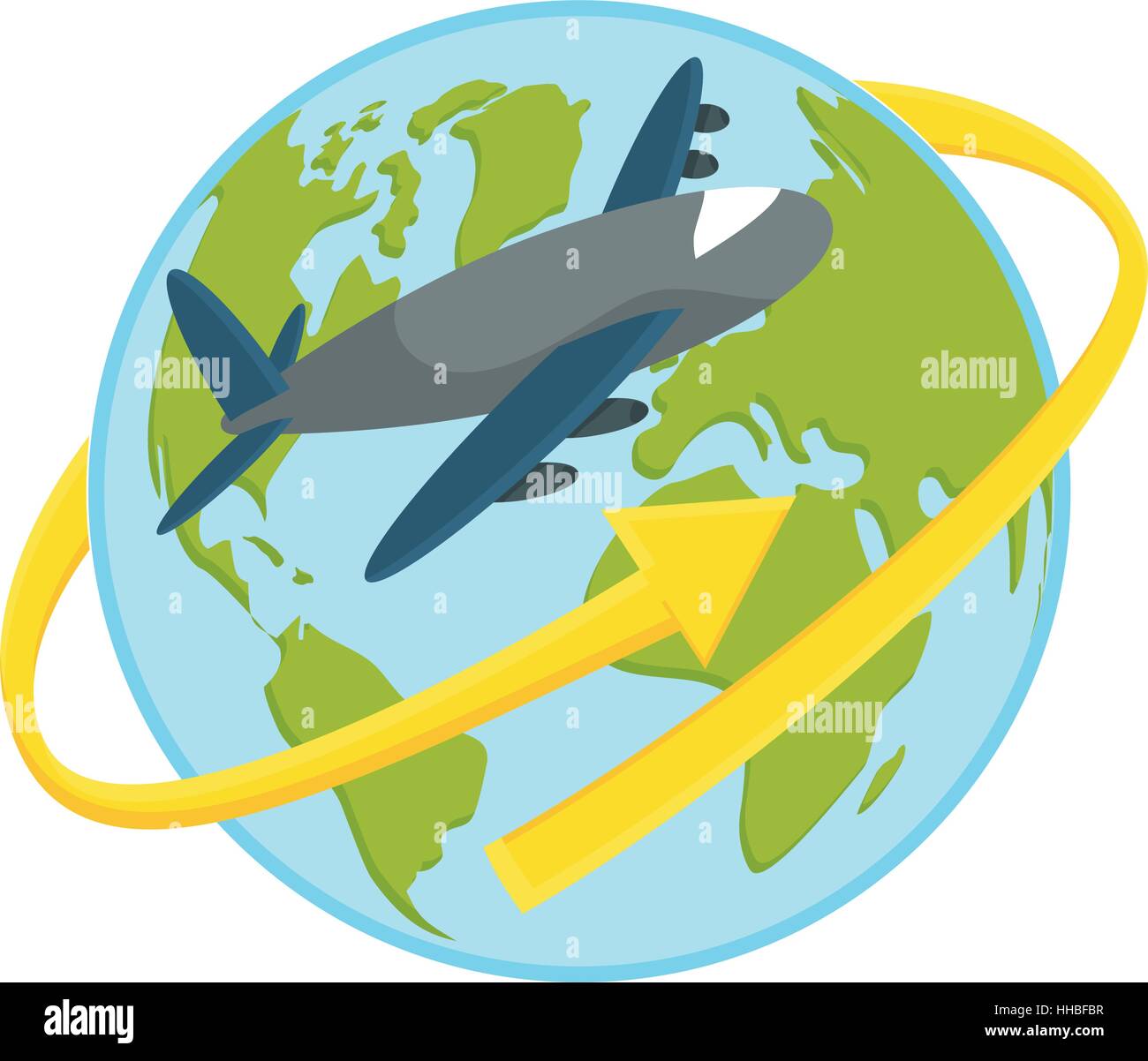 earth planet and airplane over white background. colorful design ...