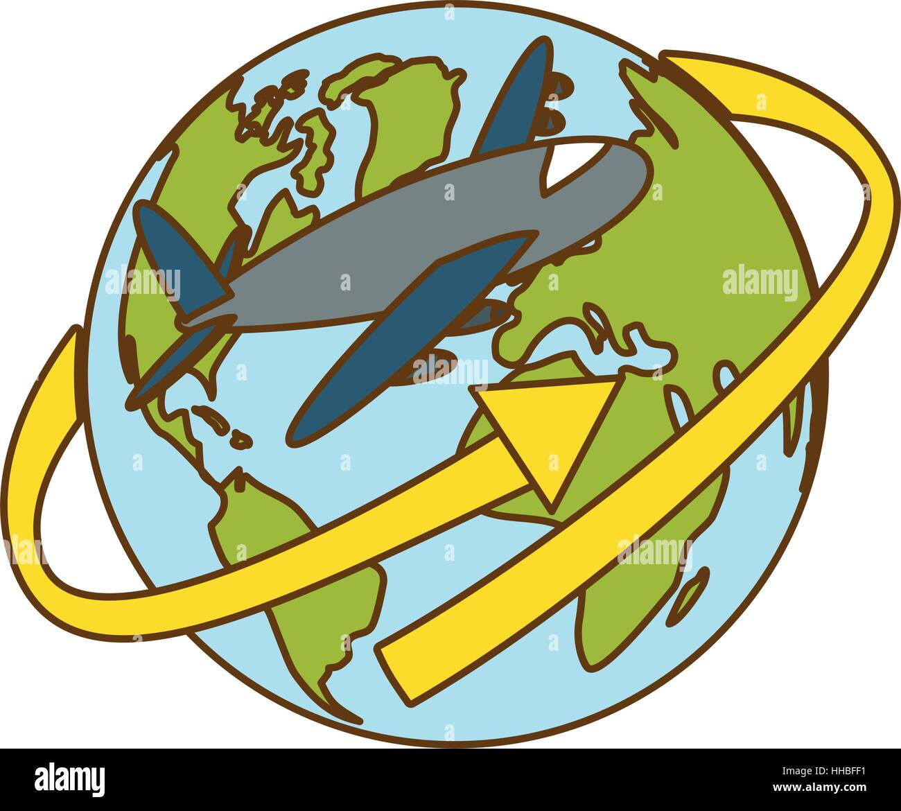 planet earth with plane and arrow icon image vector illustration design ...