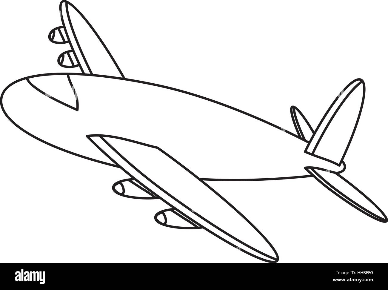 black line airplane icon image vector illustration design Stock Vector ...