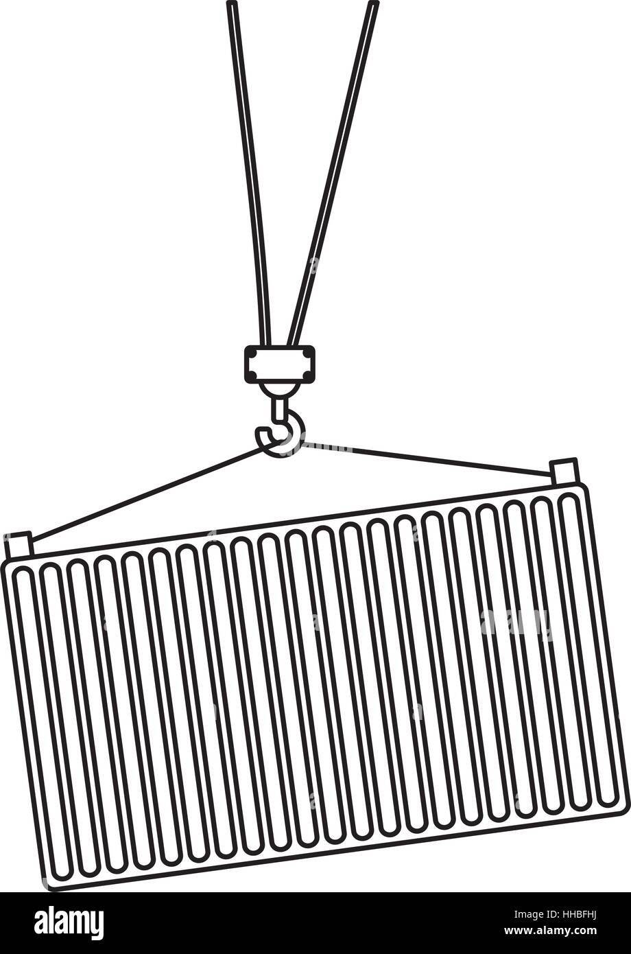 shipping container icon image black line vector illustration design ...