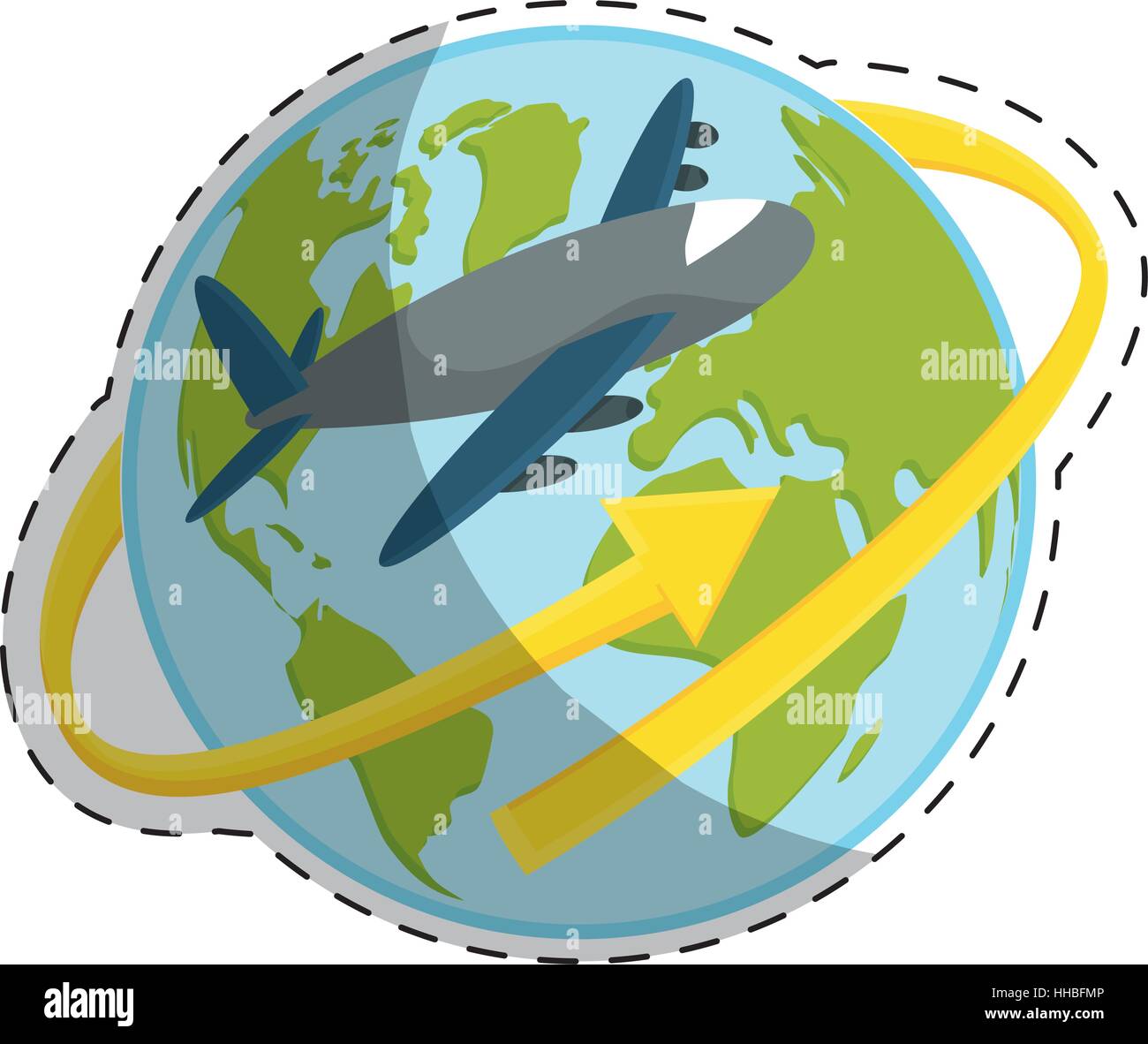 planet earth with plane and arrow icon image vector illustration design ...