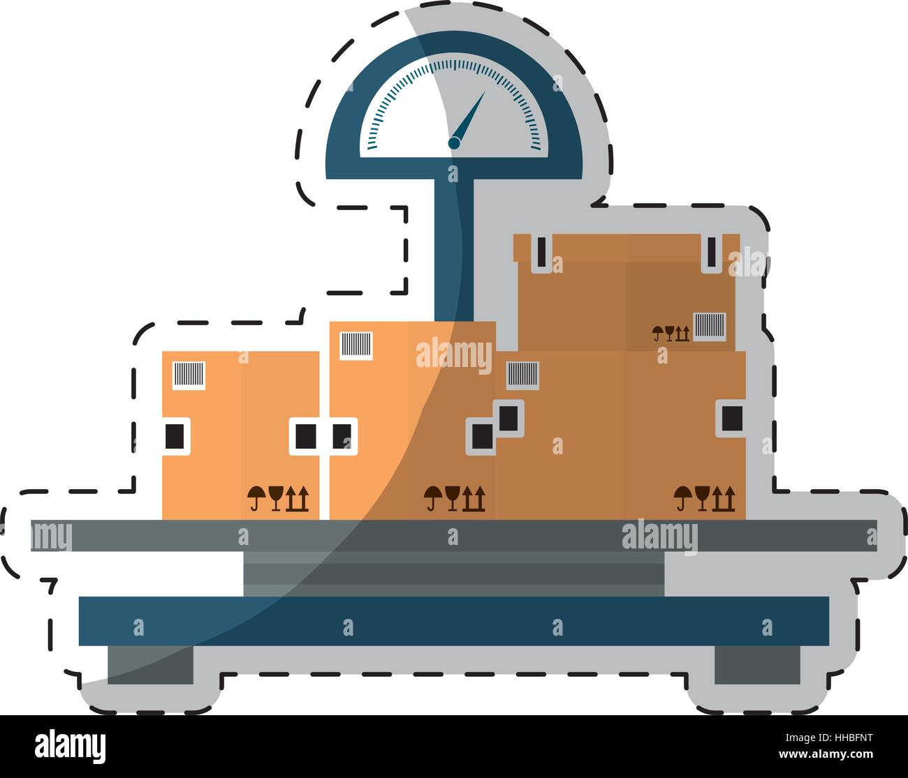 carton boxes on a weight device over white background. vector ...