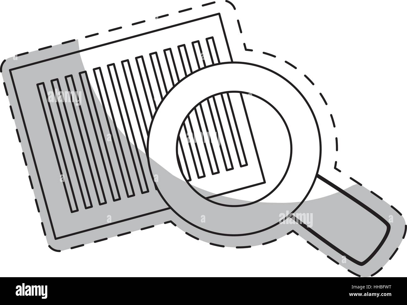 bars code with magnifying glass over white background. vector ...