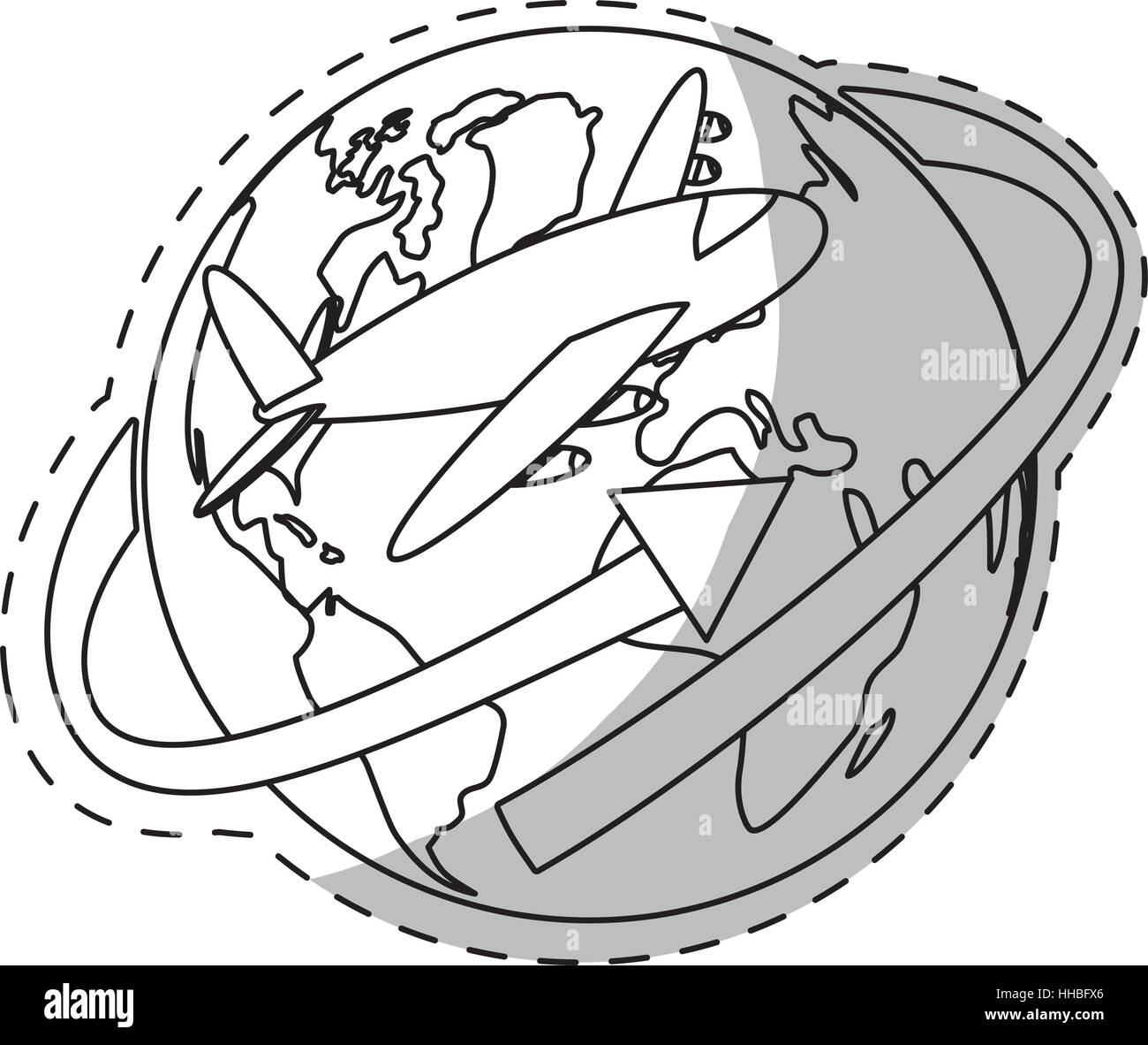 earth planet with airplane icon over white background. vector ...