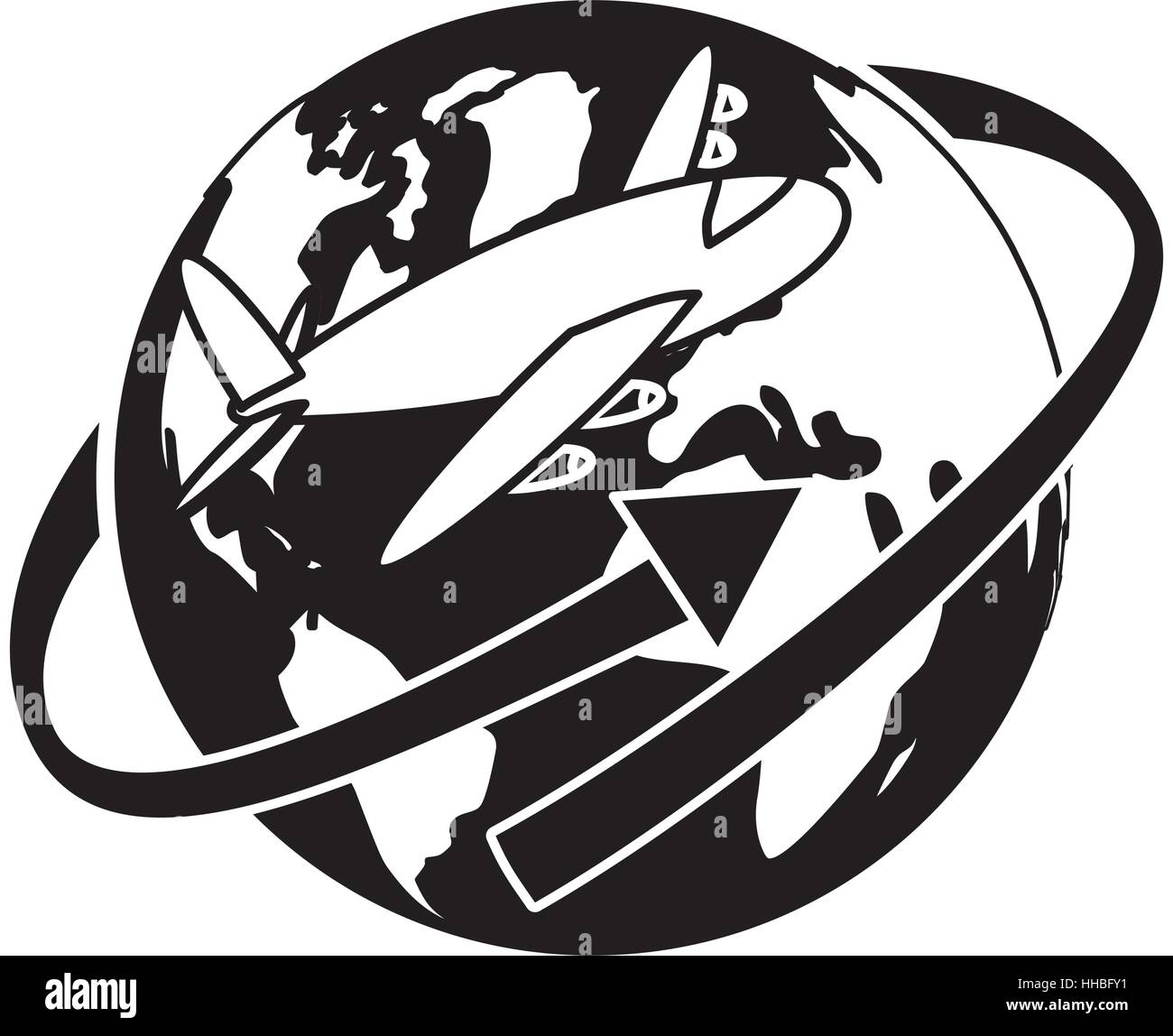 earth planet with airplane icon over white background. vector ...