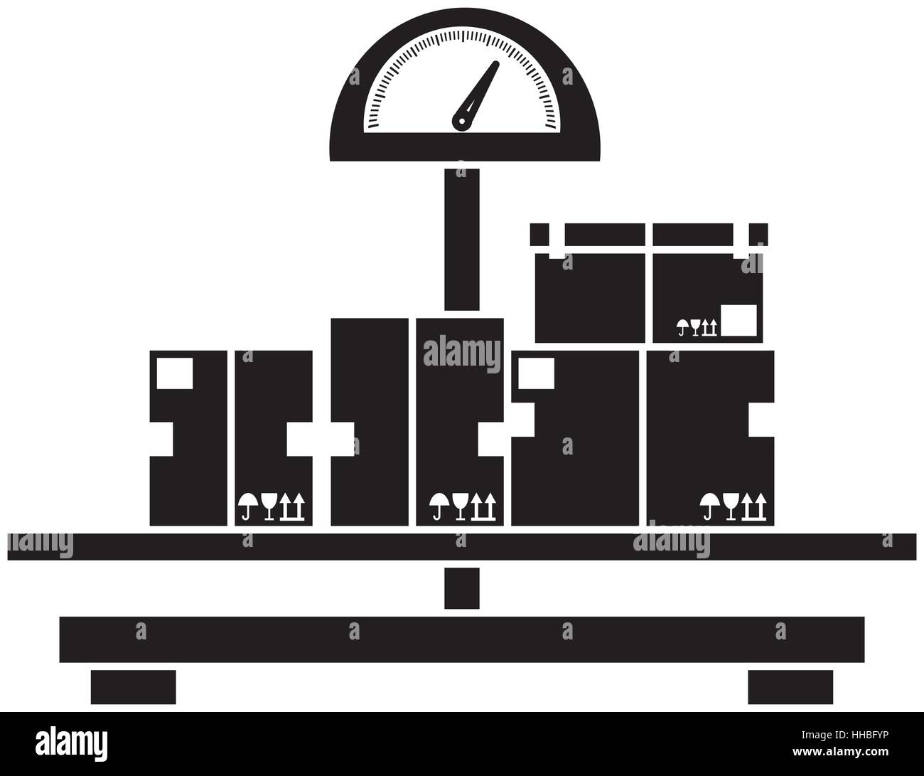carton boxes on a weight device over white background. vector ...