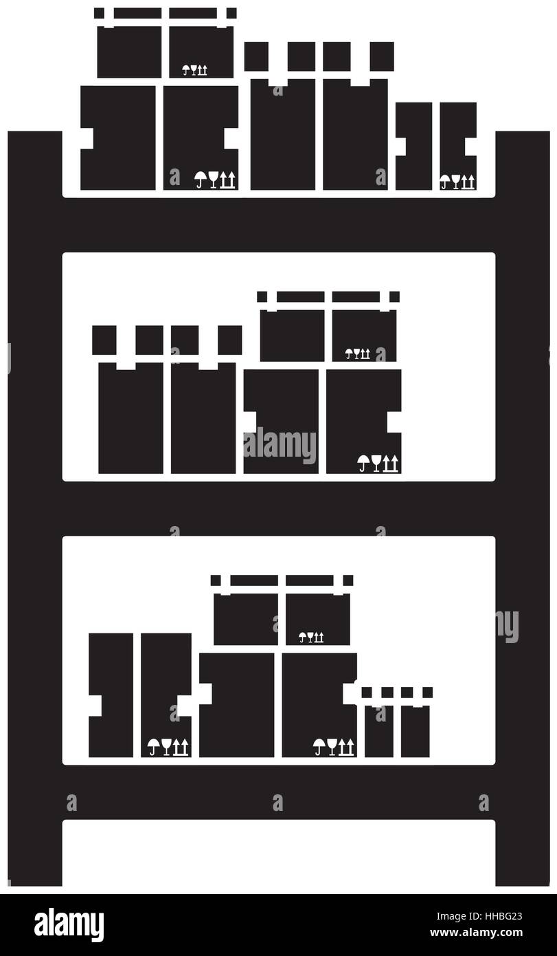 shelf with carton boxes over white background. vector illustration ...