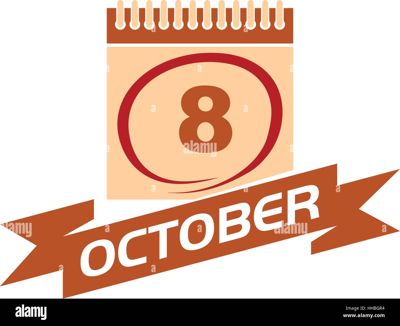 8 October Calendar with Ribbon Stock Vector Image & Art - Alamy