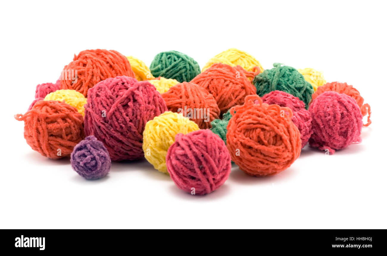 isolated, colour, ball, green, soft, weave, thread, knit, string, stack ...