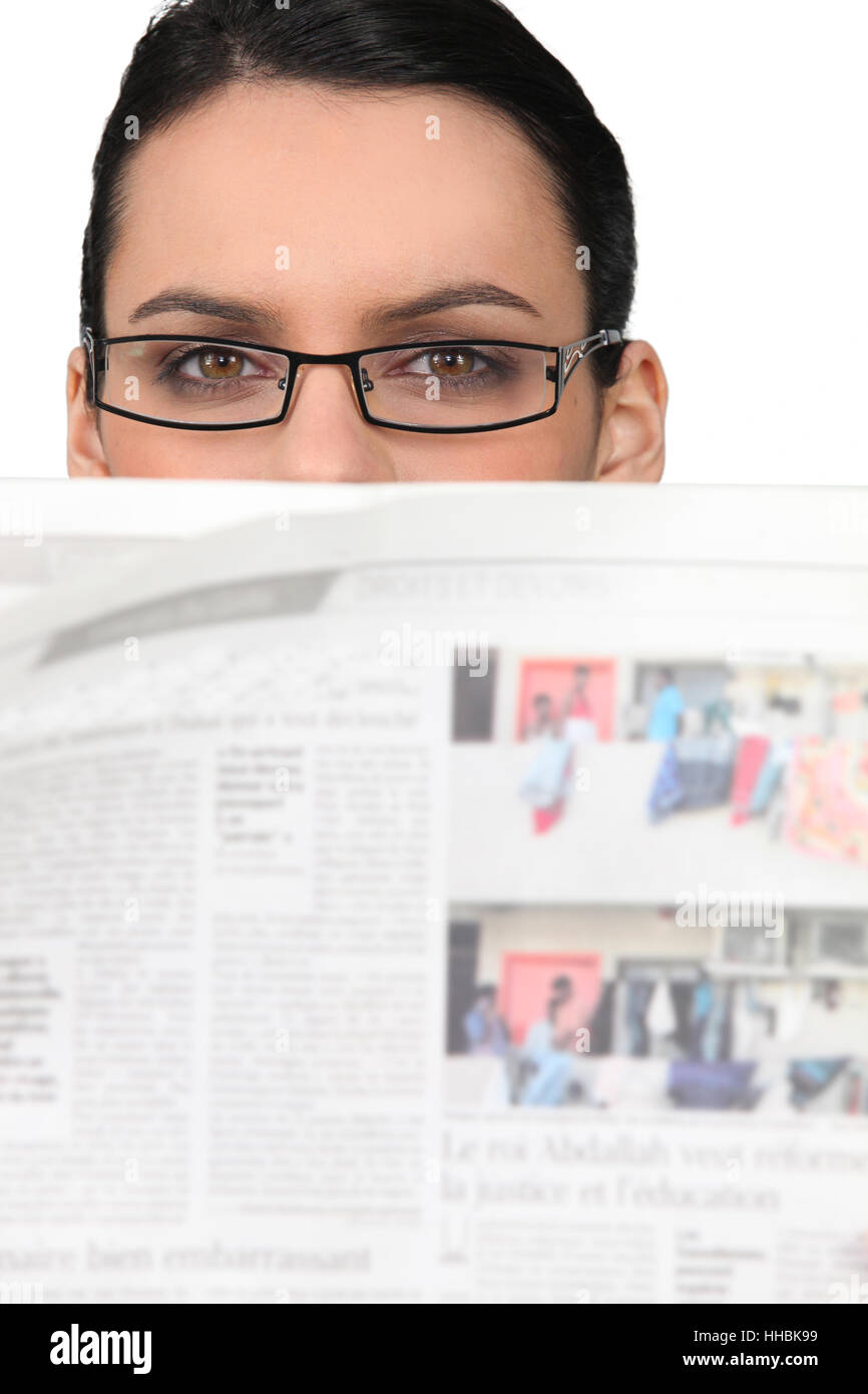 woman, newspaper, journal, humans, human beings, people, folk, persons ...