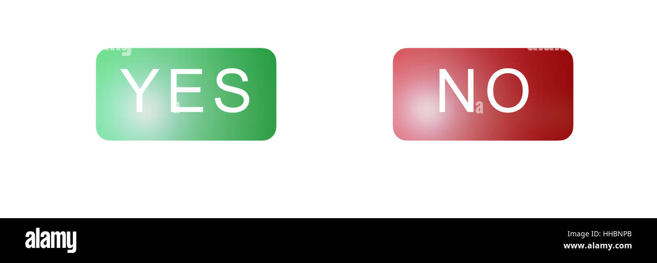 Yes and no buttons against a white background Stock Photo - Alamy