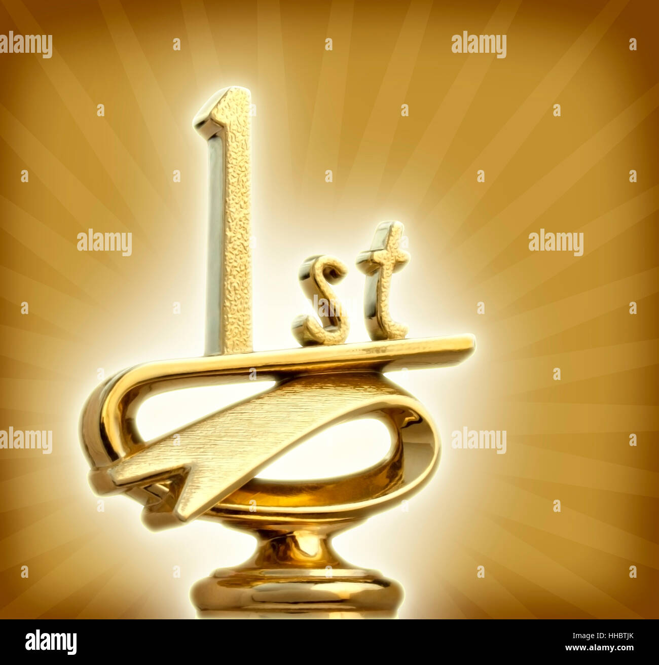 Golden first place trophy shines Stock Photo - Alamy